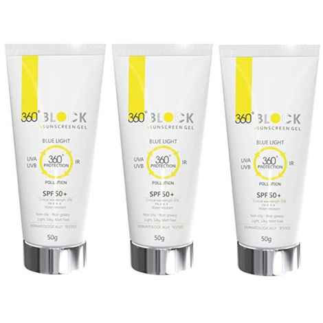 360 Block Sunscreen Gel SPF 50+ : 50 GM : Pack of 3