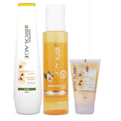 Matrix Biolage Smoothproof Shampoo + Deep Treatment Hair Pack + Serum