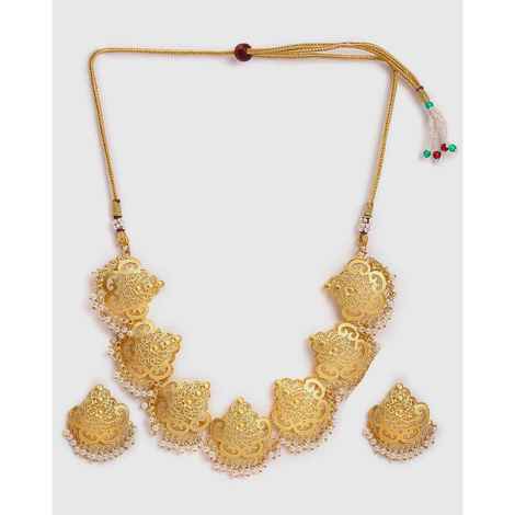 SOHI Gold-Plated Beaded Necklace Set