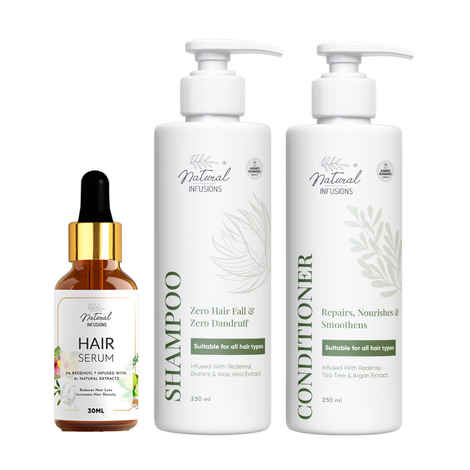 Natural Infusions Hair Care Gift Set (3 Kit - Shampoo, Serum, Conditioner)