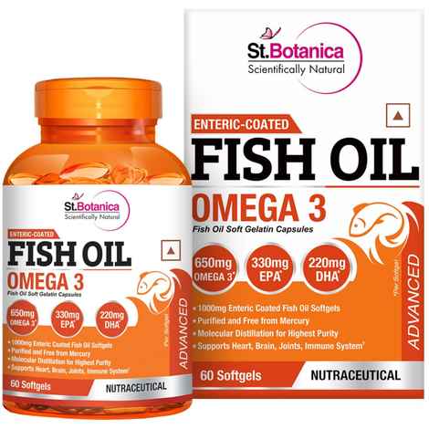 StBotanica Fish Oil 1000mg Advanced Double Strength 650mg Omega 3 with ...
