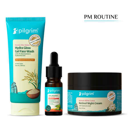 Pilgrim PM Night Routine Kit- Hydra Glow Facewash, 10%Vitamin C Serum ...