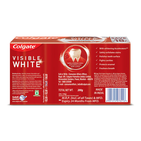 Colgate Visible White Dazzling White Toothpaste Sparkling Mint (200 g ...