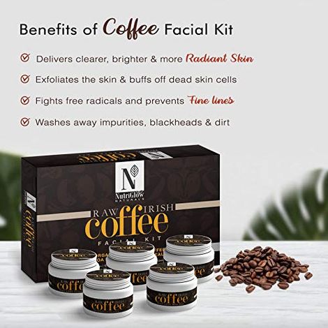 NutriGlow Natural's Combo : Raw Irish Coffee Facial Kit (250 gm) + Aloe ...