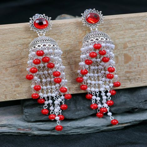 Crunchy Fashion Traditional Stylish Long Silver-Plated Stunning White ...
