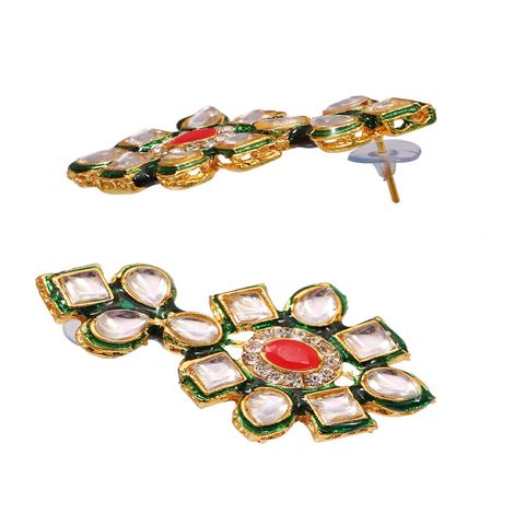 Crunchy Fashion Designer Kundan & Red Pink Stone Style Necklace ...