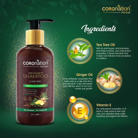 COROnation Herbal Anti Dandruff Shampoo with Tea Tree and Ginger Oil ...