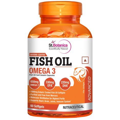 StBotanica Fish Oil 1000mg Advanced Double Strength 650mg Omega 3 with ...