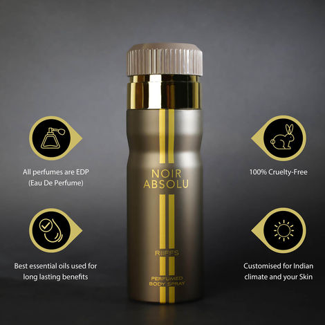 RiiFFS Noir Absolu Deodorant For Men, Perfumed Body Spray 200 ML