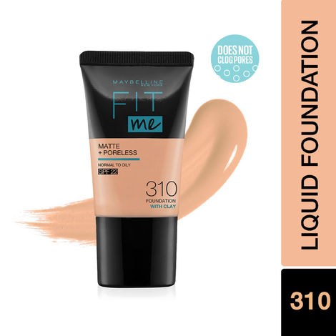 Maybelline New York Fit Me Matte+Poreless Liquid Foundation Tube, 310 ...