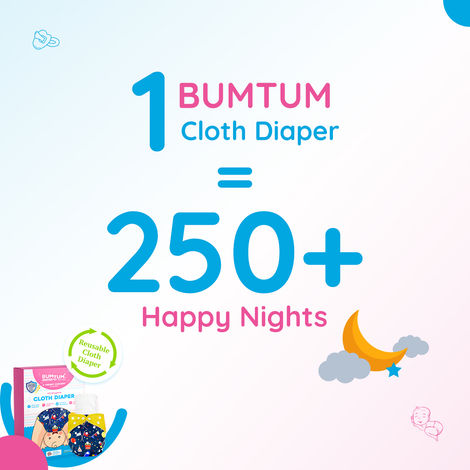 Bumtum Premium Cloth Diaper Navy Blue Yellow + Panty ( BIRTHDAY Yellow)
