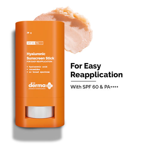 The Derma Co. Hyaluronic Sunscreen Stick with SPF 60 & PA++++ For Easy ...