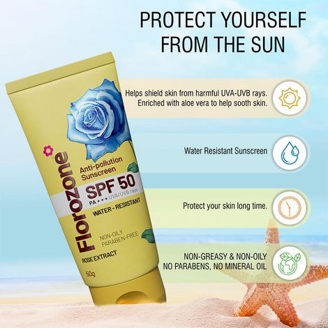 Florozone SPF 50 Anti pollution Sunscreen, 50g