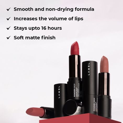 LAMEL Powder Drop Matte Lipstick 401 Cold Beige 3.8gm