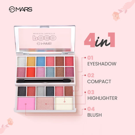 MARS Poco Makeup Palette with Eyeshadow, Compact, Highlighter and Blush ...