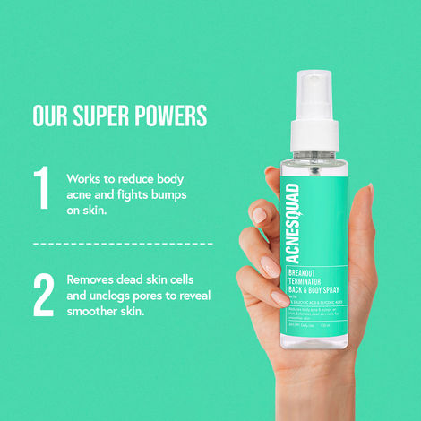 Acne Squad Breakout Terminator Back & Body Spray with 2% Salicylic Acid ...