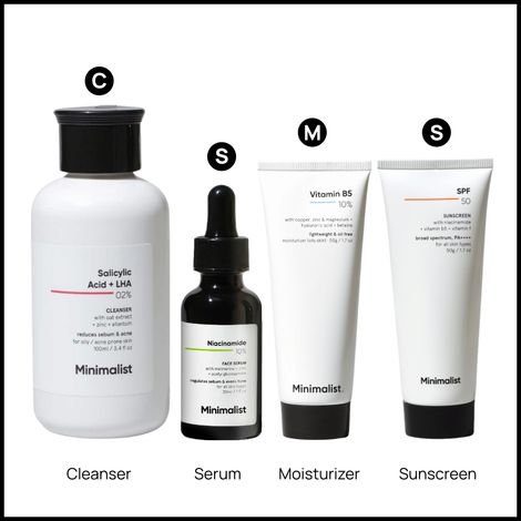 Minimalist Routine CSMS Combo (Cleanser + Serum + Moisturiser + Sunscreen)