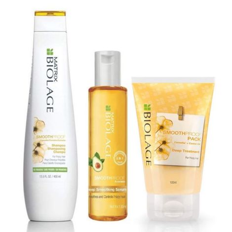 Biolage Smoothproof Shampoo + Deep Treatment Hair Pack + Serum (200ml ...