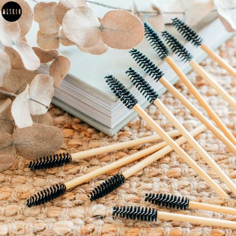 MeSkin Disposable Bamboo Mascara Wands - Pack of 10 Eyelash Brushes for ...