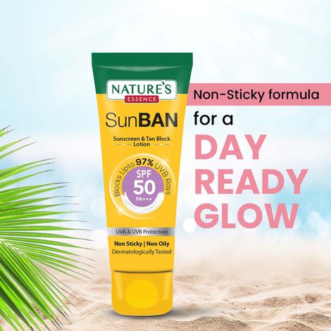 Nature's Essence Sunban Suncreen SPF 50 PA+++ | No White Cast and Broad ...