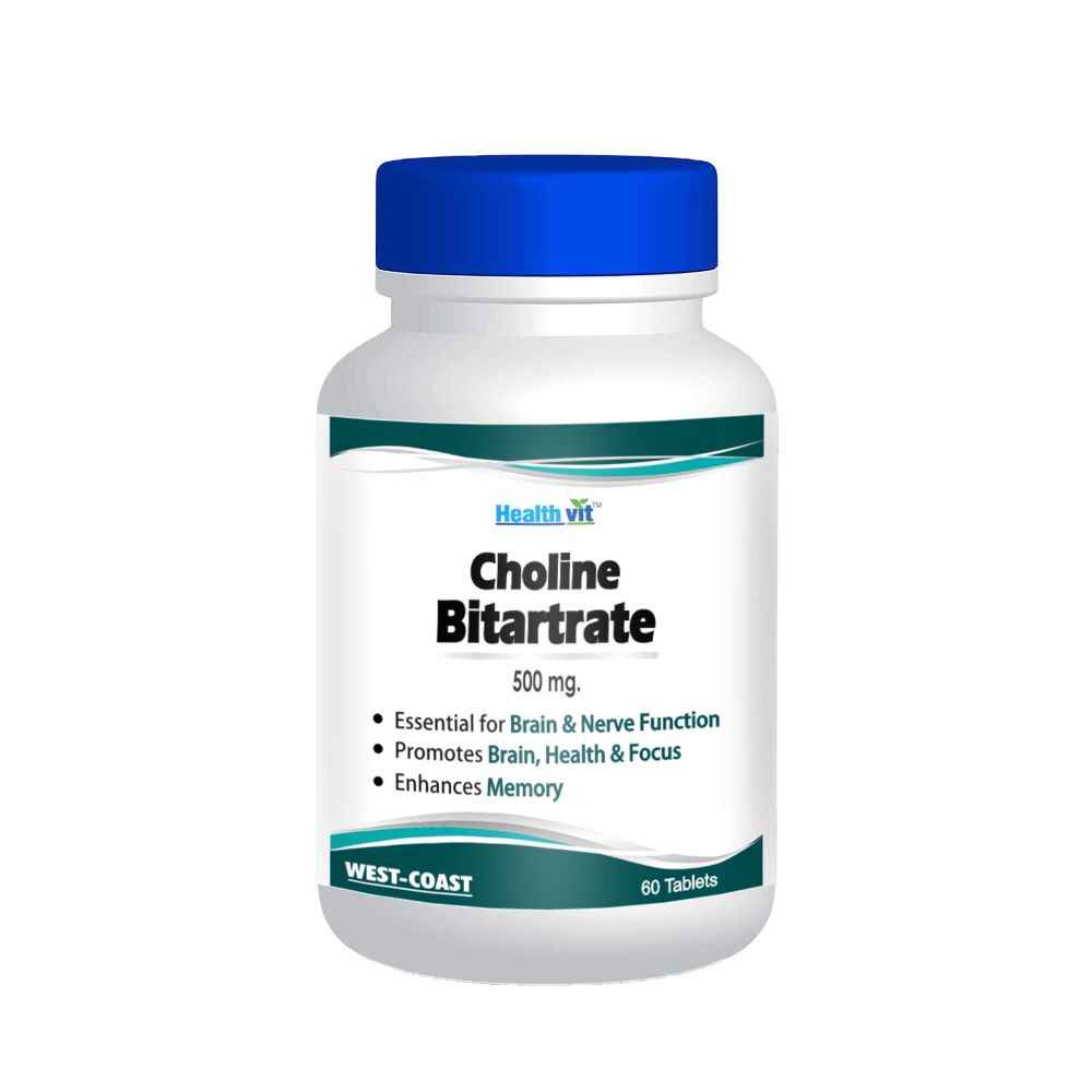 Buy Healthvit Choline Bitartrate 500 Mg 60 Tablets Online | Purplle