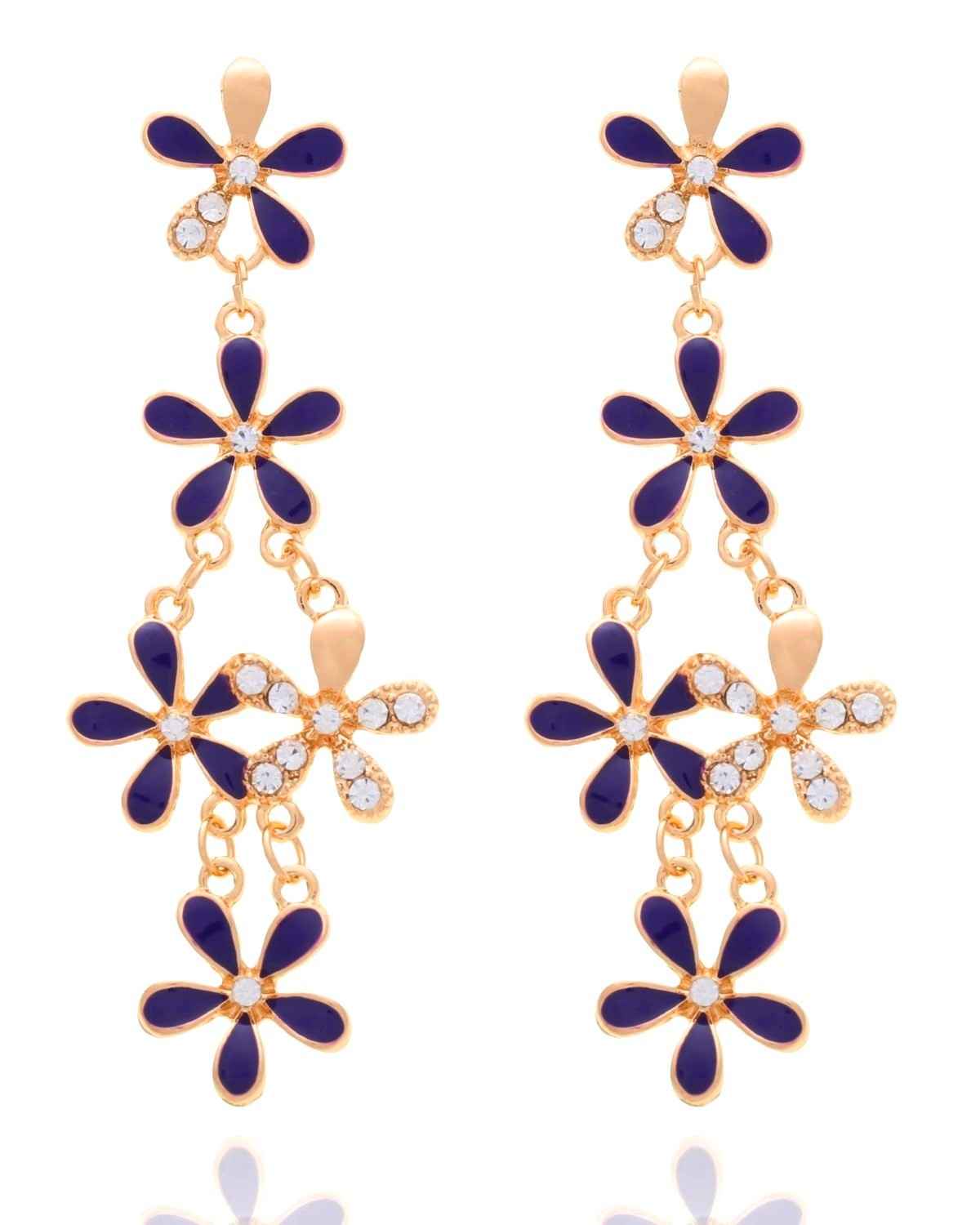 Buy Crunchy Fashion Purple Florette Drop Earrings Online | Purplle