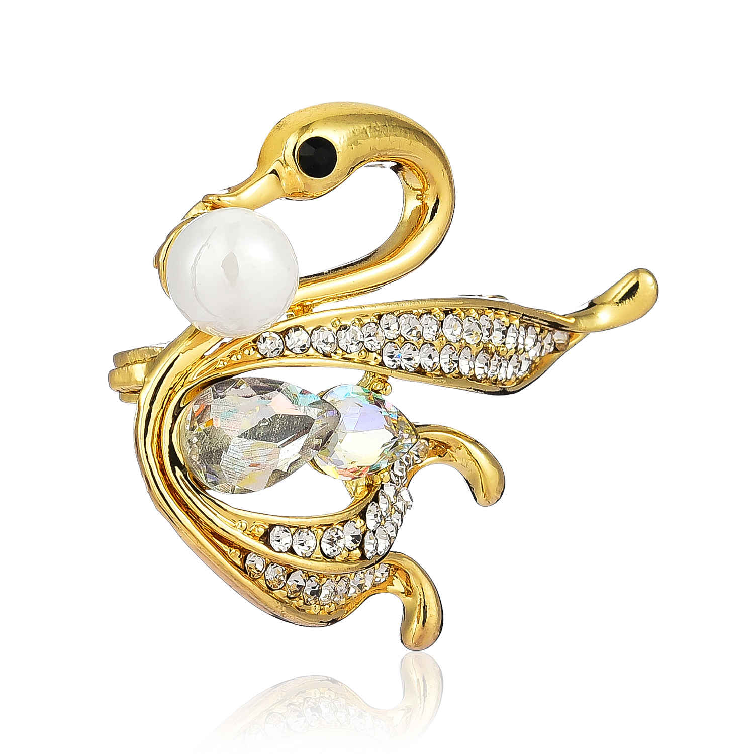 Crunchy Fashion Swan Brooch for Men & Women