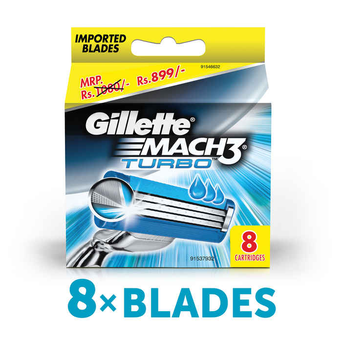 Gillette Mach 3 Turbo Manual Shaving Razor Blades (Cartridge) 8s pack
