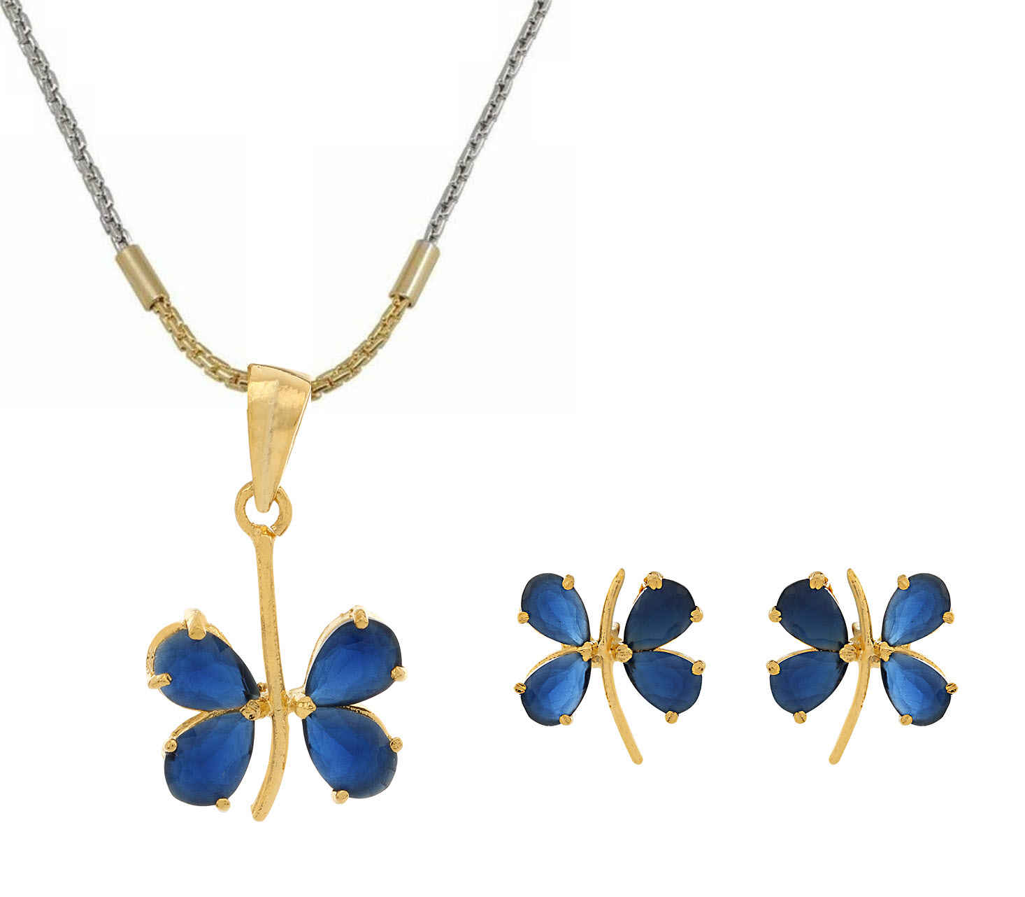 Buy Crunchy Fashion Dark Blue Butterfly Pendant Set Online | Purplle