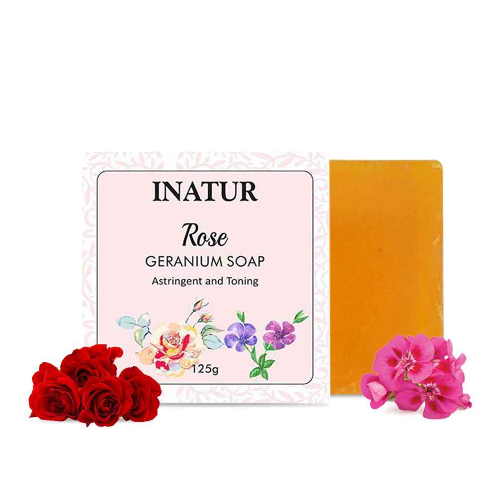 Buy Inatur Rose & Geranium Sugar Soap (125 g) Online | Purplle