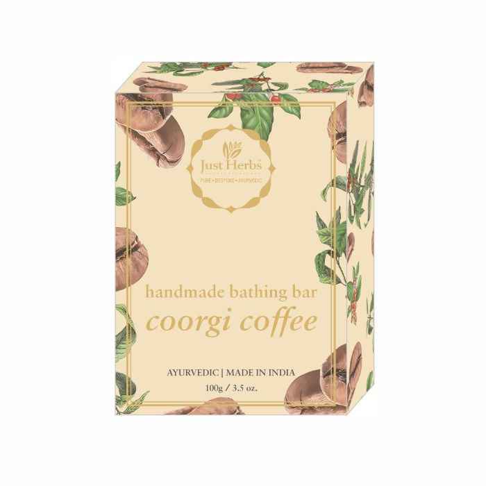 Buy Just Herbs Coorgi Coffee Handmade Bathing Bar (100 g) Online | Purplle