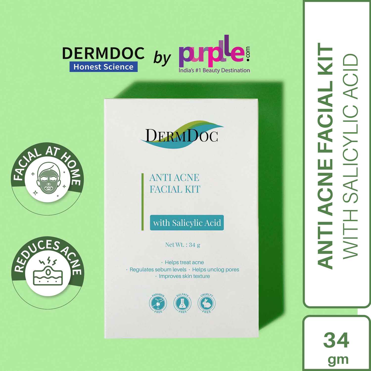 Buy DermDoc Anti-Acne Facial Kit with Salicylic Acid (34 g) Online ...