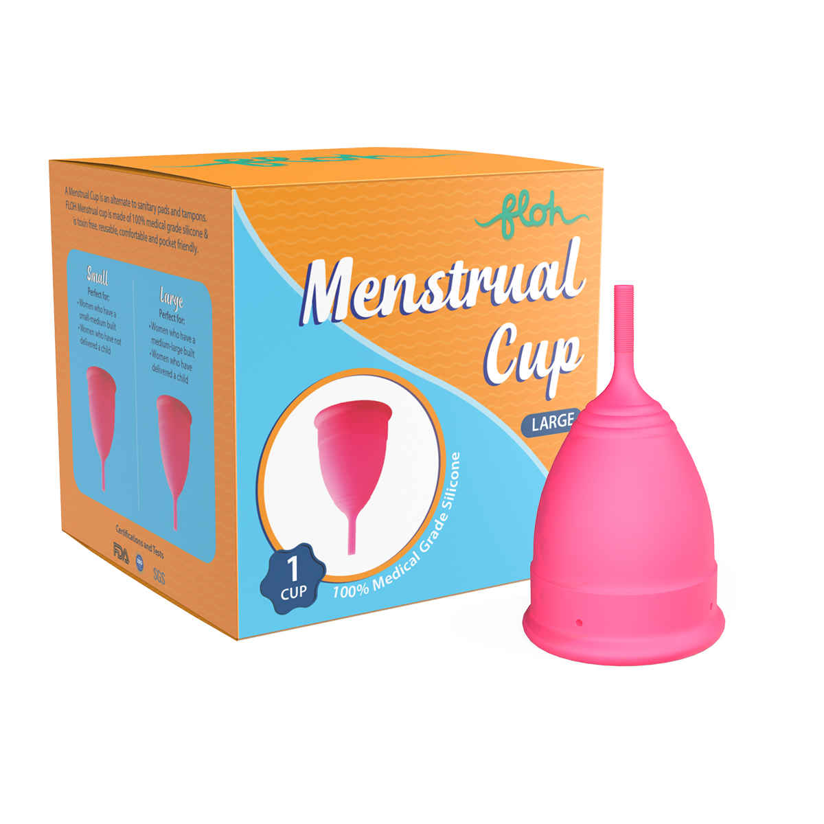 Buy FLOH FDA Approved Reusable Menstrual Cup For Women, Large (30 ml ...