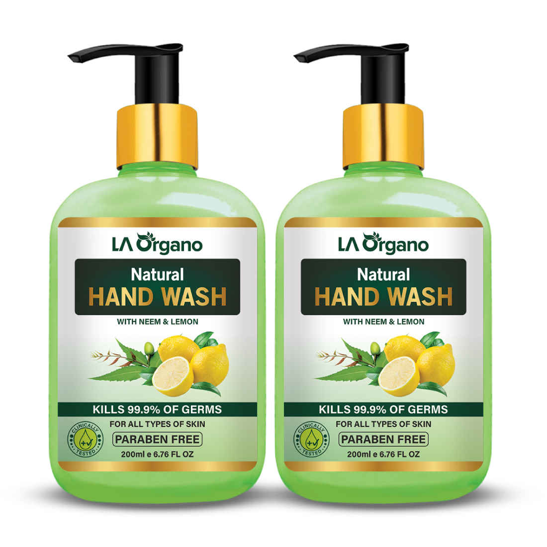 Buy LA Organo Natural Anti Bacterial Hand Wash With Neem & Lemon, 200ml ...