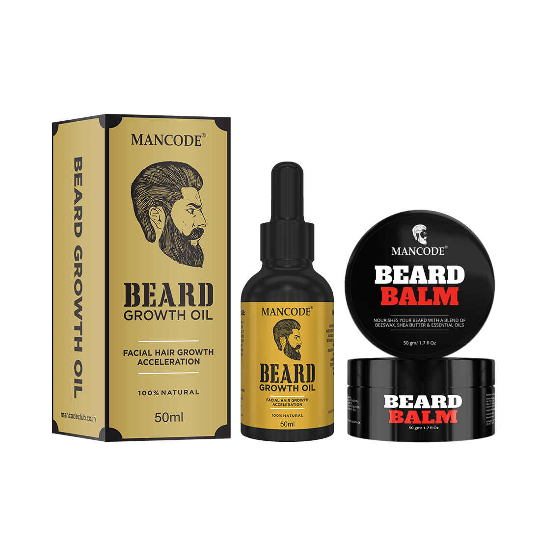 Mancode Beard Growth Oil 50ml + Beard Balm 50gm