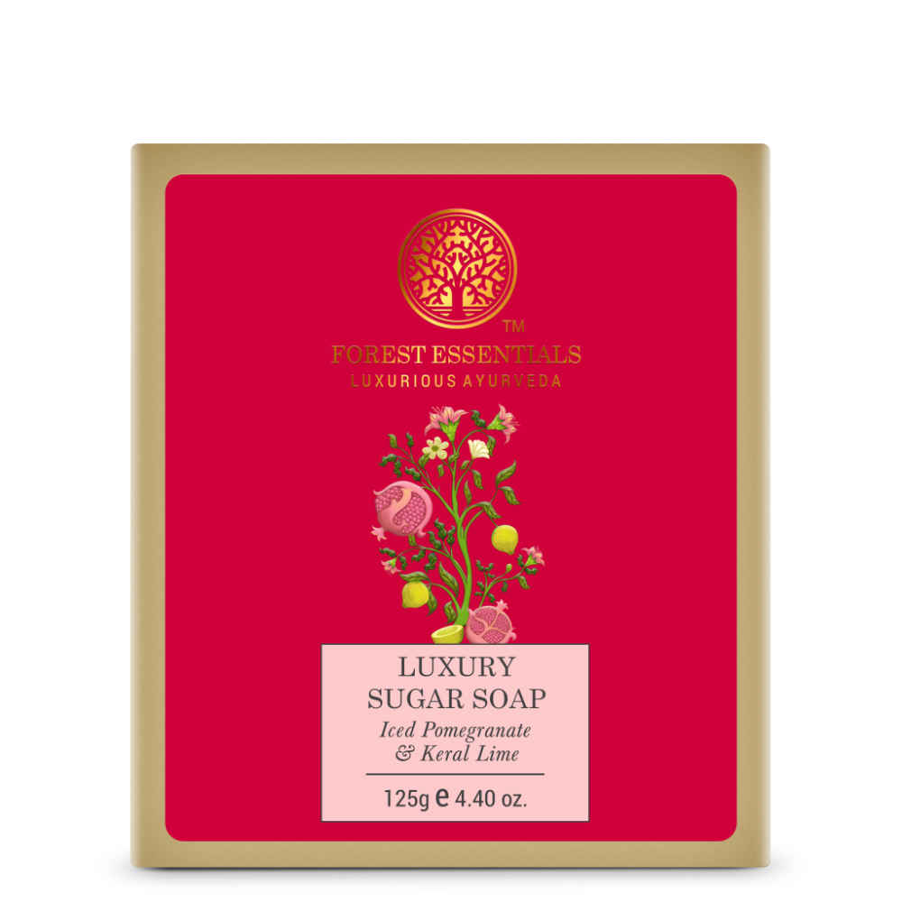 Forest Essentials Luxury Sugar Soap Iced Pomegranate & Kerala Lime 125 gms
