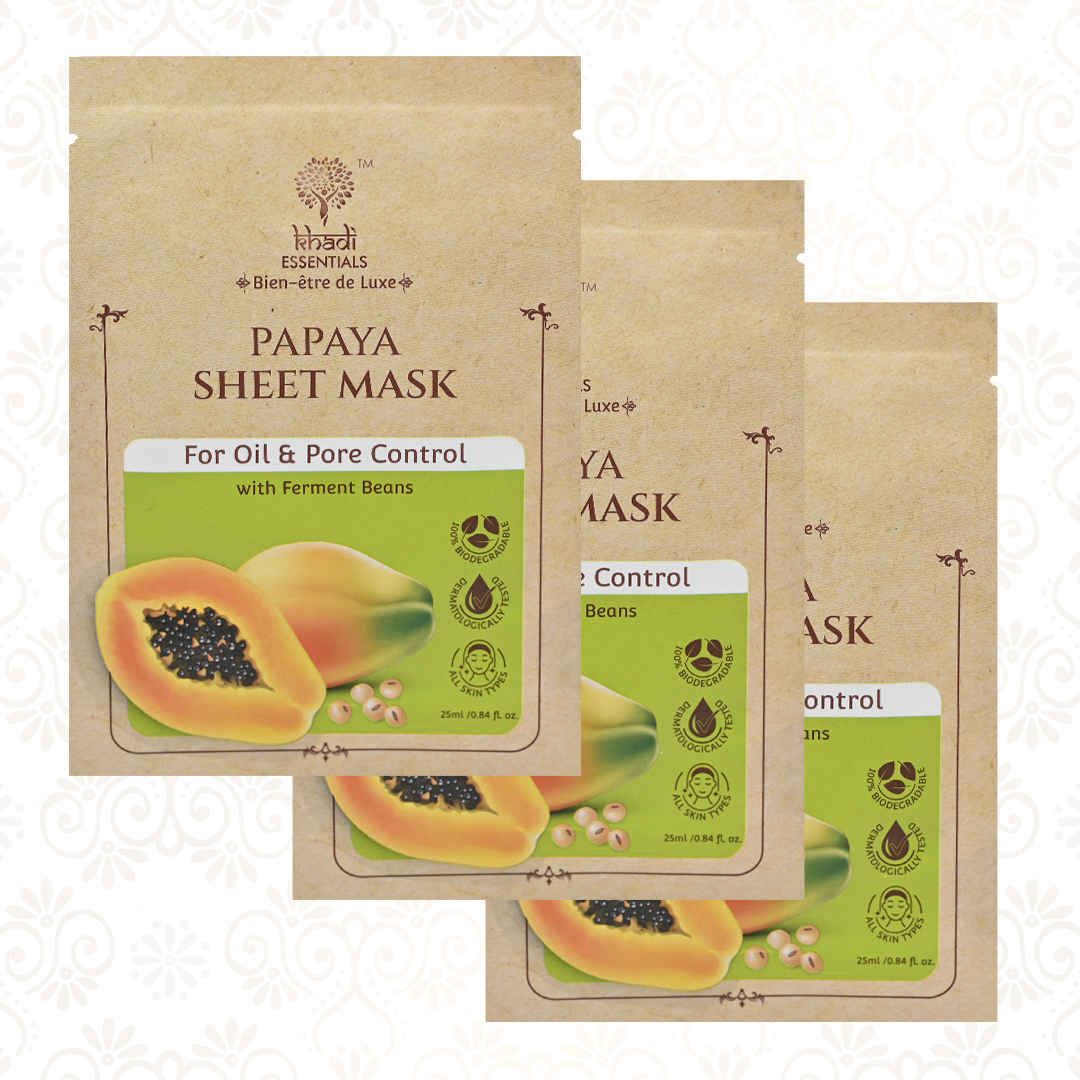 Khadi Essentials PAPAYA & FERMENT BEANS Ayurvedic Serum Sheet Mask for ...