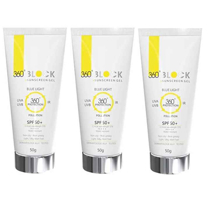 360 Block Sunscreen Gel SPF 50+ : 50 GM : Pack of 3