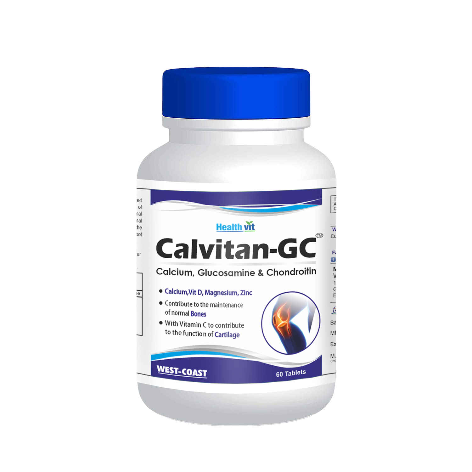 Healthvit Calvitan-GC Calcium 266mg, Glucosamine 185mg & Chondroitin ...