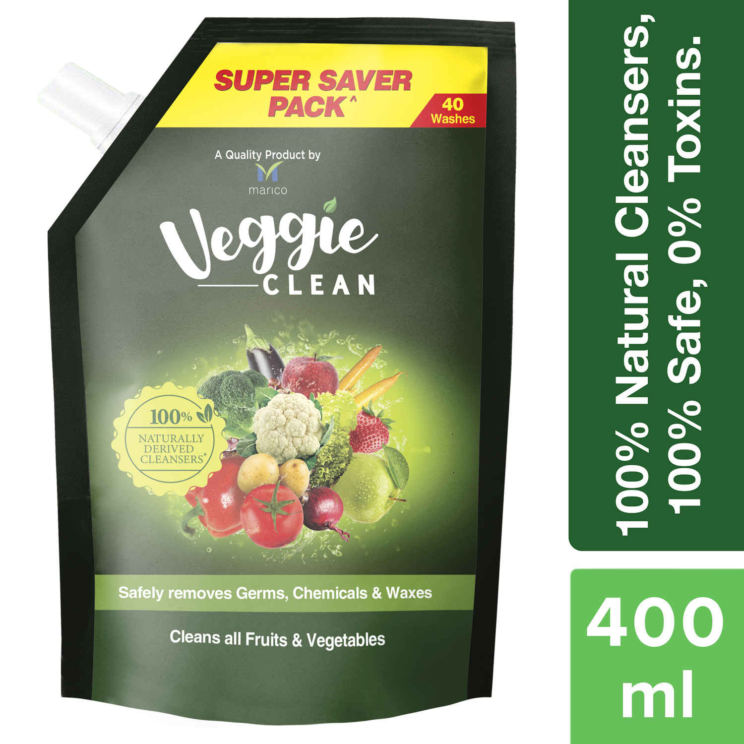 Veggie Clean,Fruits and Vegetables Washing Liquid, Refill Pack,400 ml