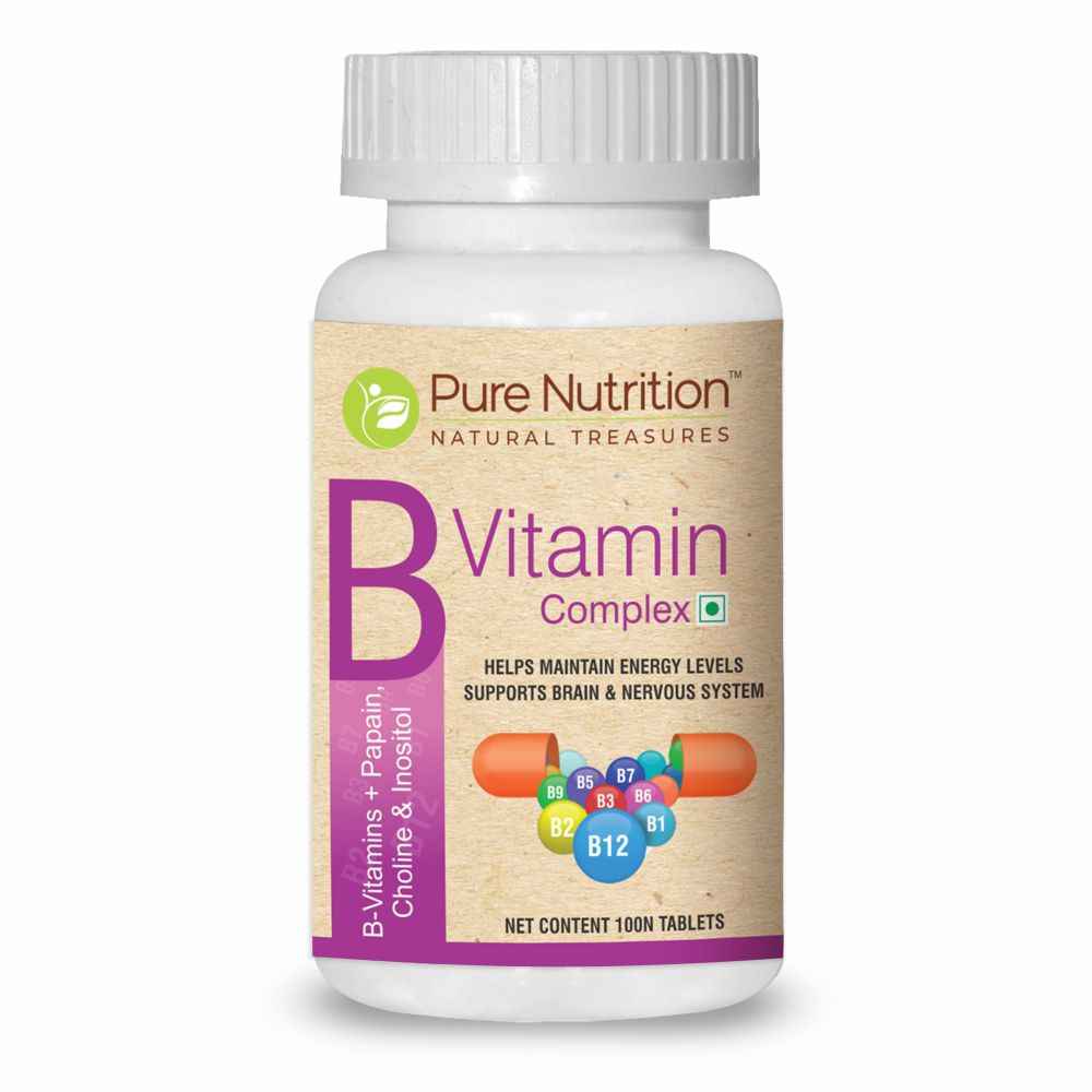 Pure Nutrition Vitamin B Complex + Papain Choline & Insitol 100 Tablets