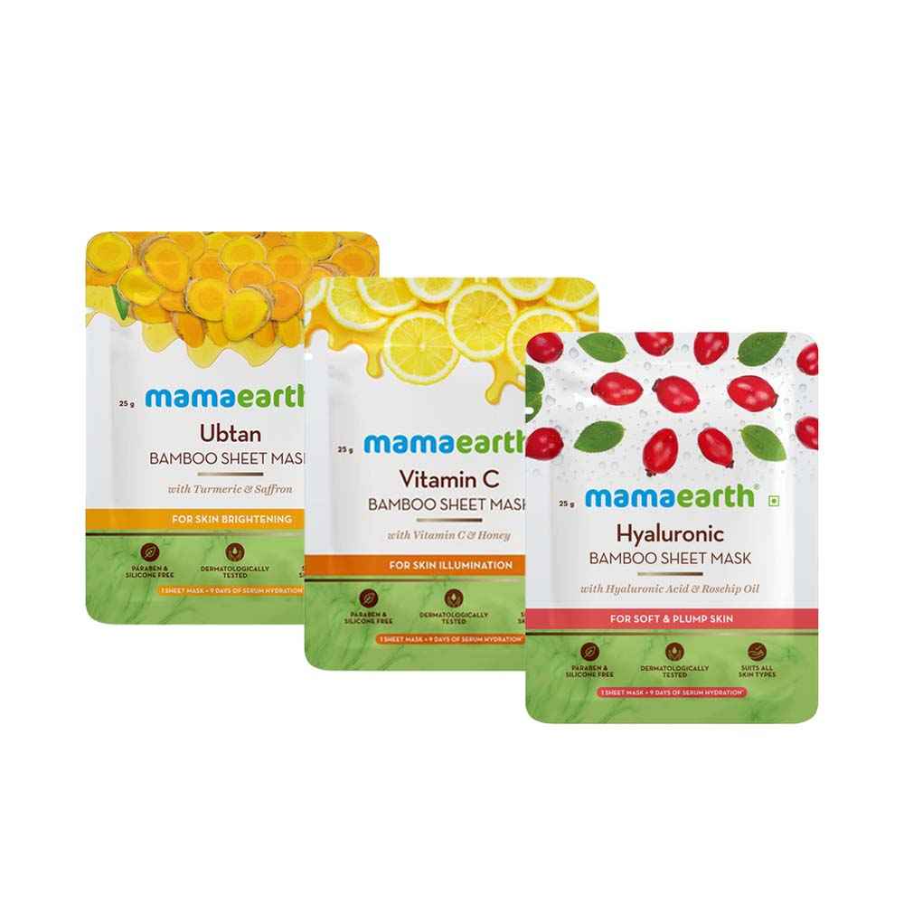 Mamaearth Hyaluronic Bamboo + Vitamin C Bamboo + Ubtan Bamboo Mask Sheets