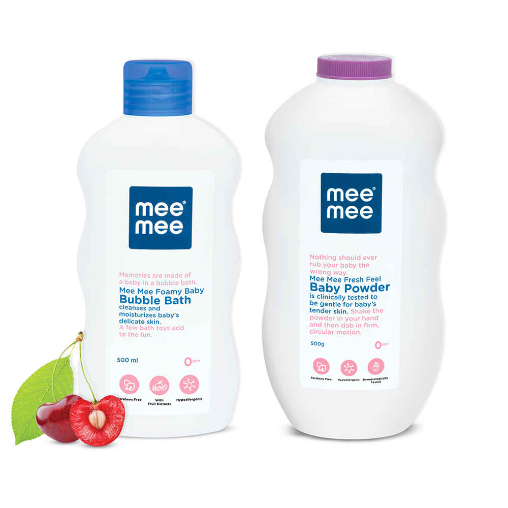 Mee Mee Gentle Baby Bubble Bath and Fresh Feel Baby Powder (500 ml)