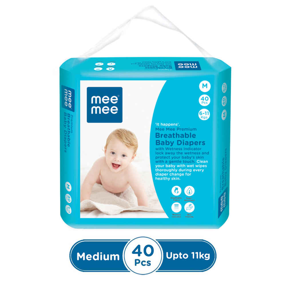 Mee Mee Premium Breathable Baby Diapers (Medium, 40 pcs)