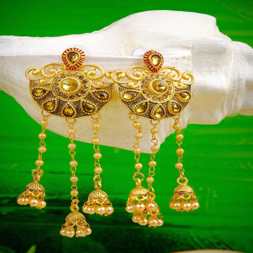 Crunchy Fashion Indian Traditional Gold Plated Long Dangler Small ...