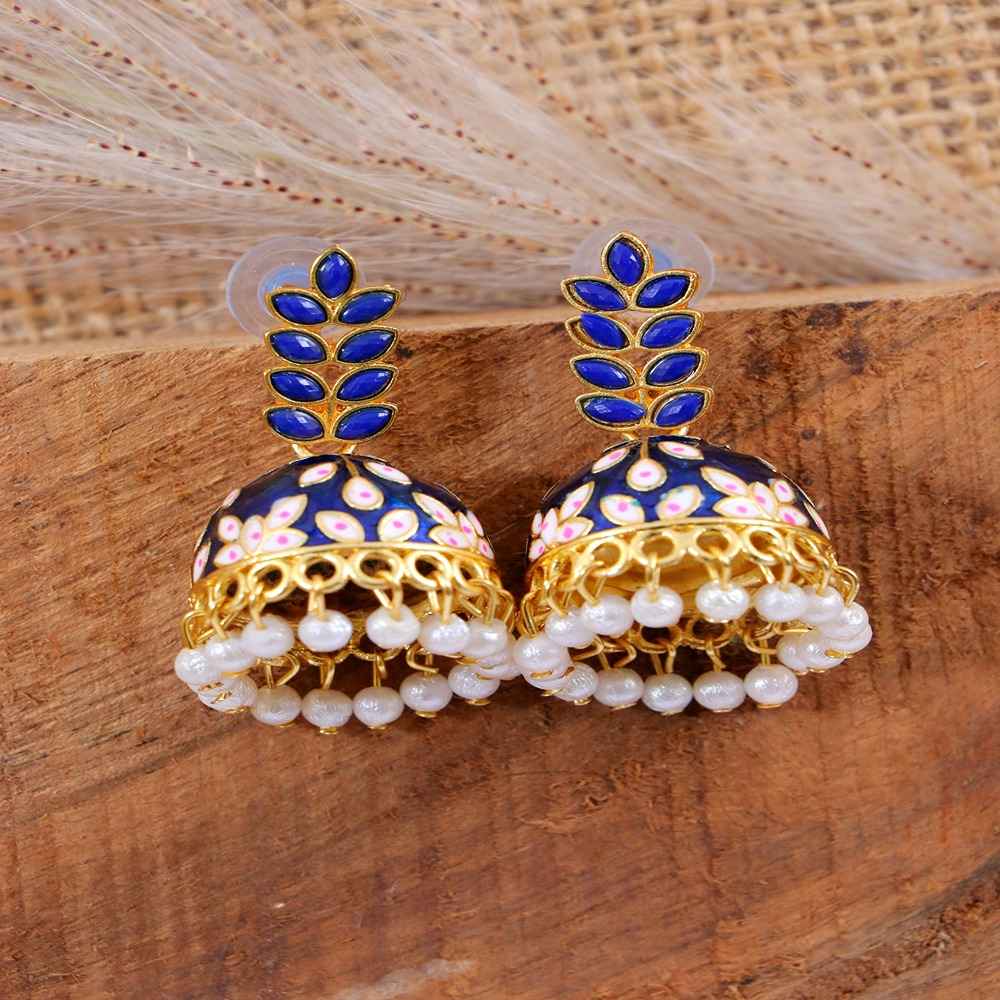 Crunchy Fashion Gold-plated Leaf Design Precious Blue Stones Gold ...