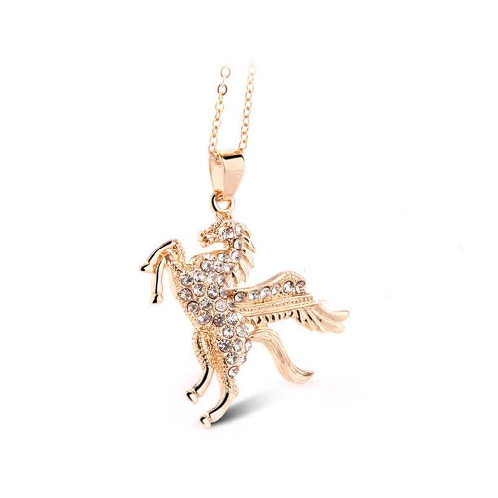 Crunchy Fashion Rose Gold Long Horse Design Necklace CFN0670