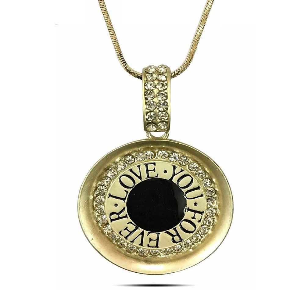 Crunchy Fashion Gold Plated Round Chain Pendant Necklace