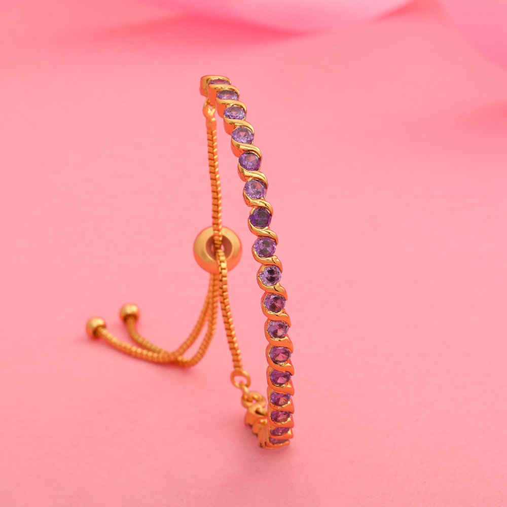 Estele Rose Gold Plated Floral Charms Hanging Earrings with Purple ...
