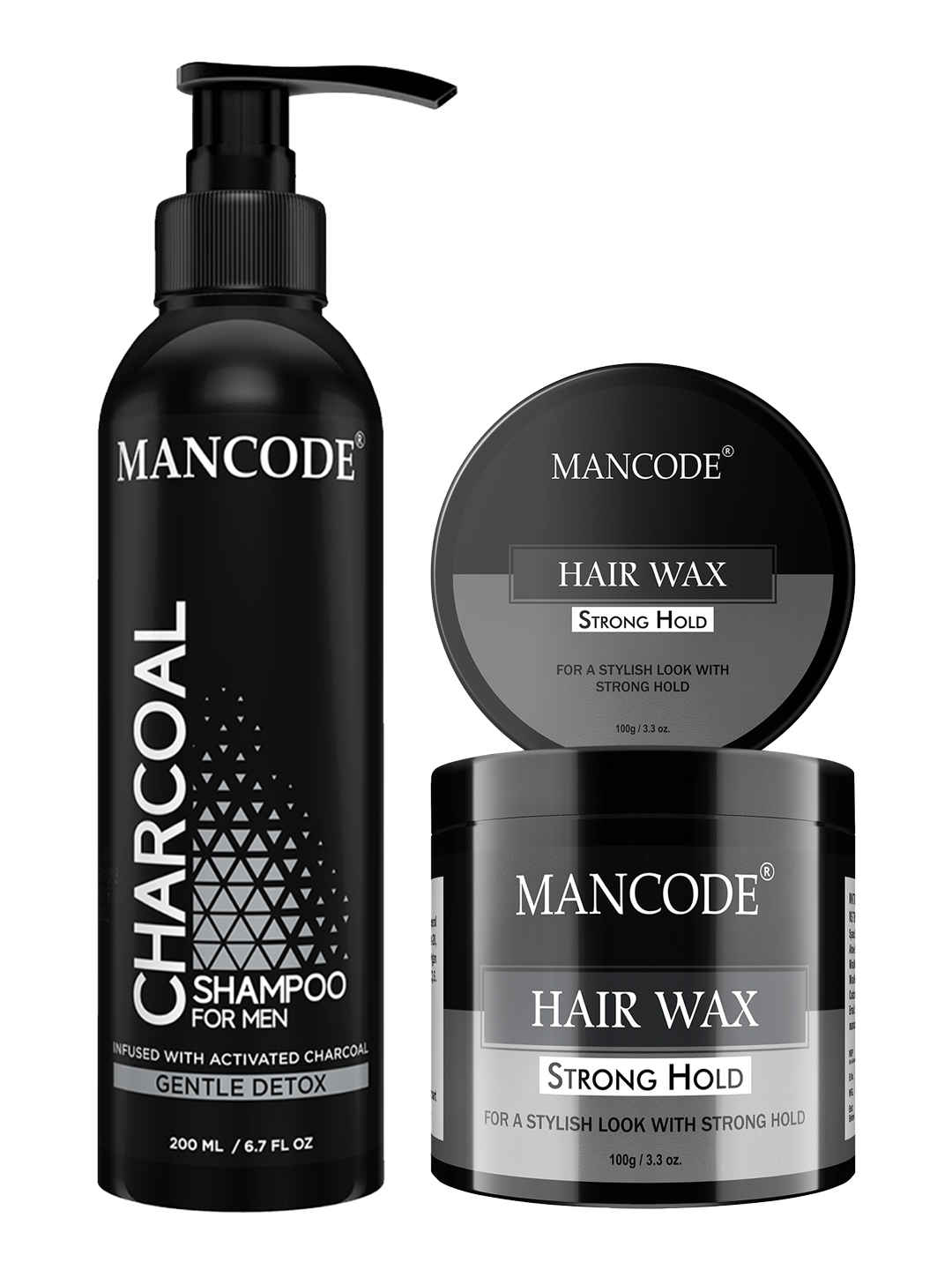 Mancode hair wax strong hold,100gm & Charcoal shampoo,200ml (Pack of 2)